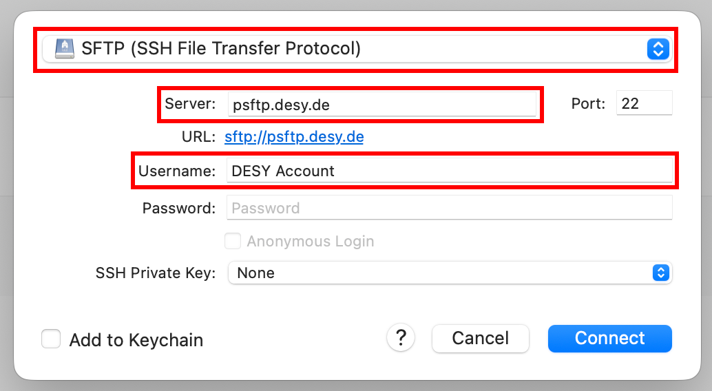 Accessing Beamtime Data using SFTP - ASAP3 - Data Storage for Photon Science